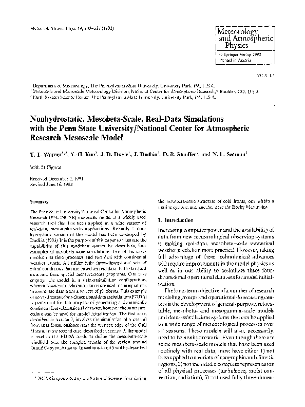 (PDF) Nonhydrostatic, mesobeta-scale, real-data simulations with the Penn State University ...