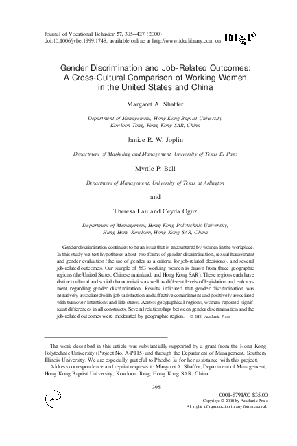 (PDF) Gender Discrimination and Job-Related Outcomes: A Cross-Cultural ...