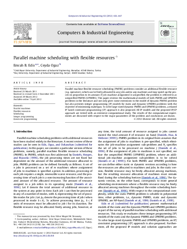 (PDF) Parallel machine scheduling with flexible resources
