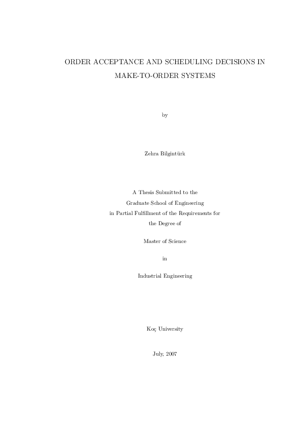 (PDF) Order acceptance and scheduling decisions in make-to-order systems