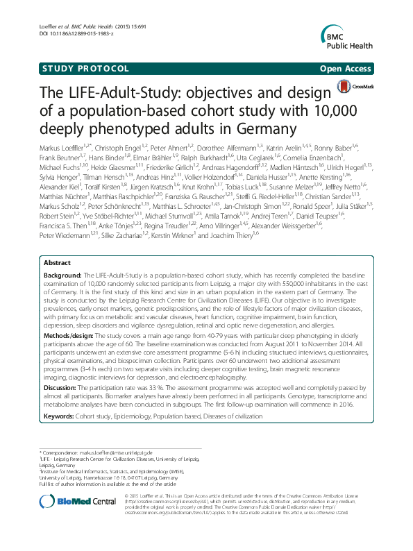 (PDF) The LIFE-Adult-Study: objectives and design of a population-based ...