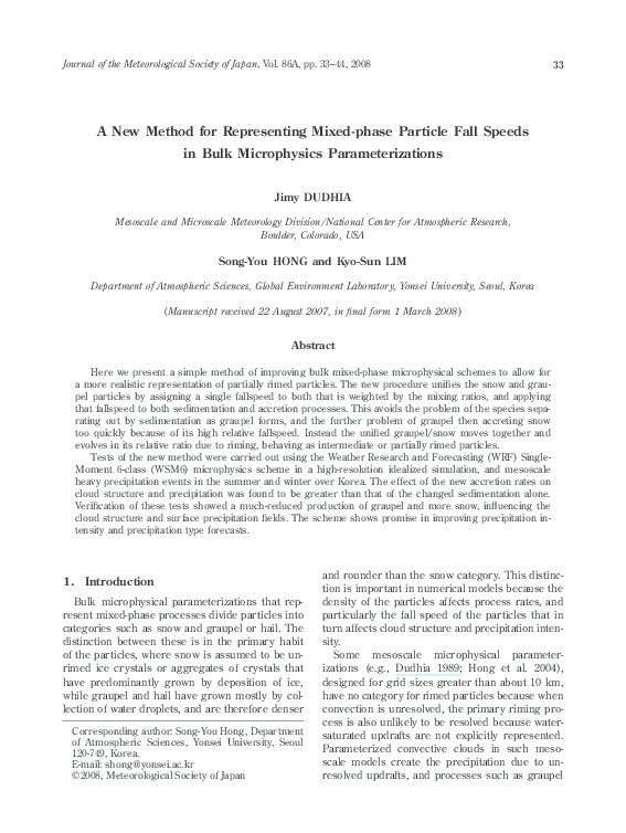 (PDF) A New Method for Representing Mixed-phase Particle Fall Speeds in Bulk Microphysics ...