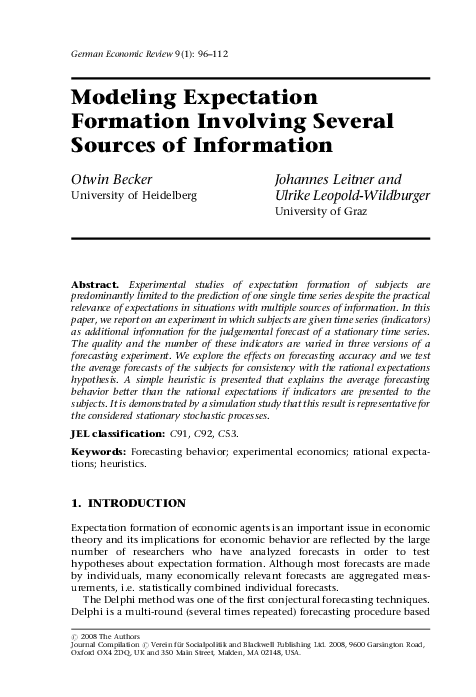 (PDF) Modeling Expectation Formation Involving Several Sources of ...