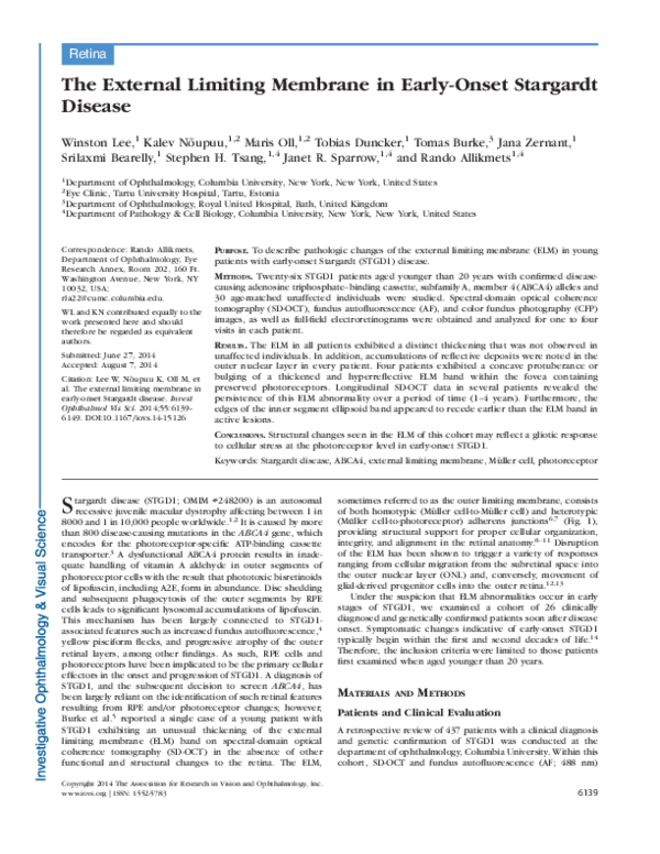 (PDF) The external limiting membrane in early-onset Stargardt disease