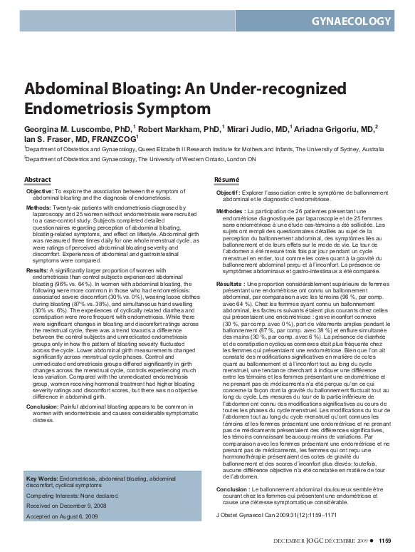 (PDF) Abdominal bloating: an under-recognized endometriosis symptom