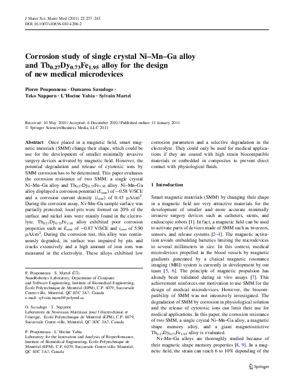 (PDF) Corrosion study of single crystal Ni–Mn–Ga alloy and Tb0.27Dy0.73Fe1.95 alloy for the ...