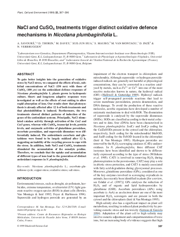 (PDF) NaCl and CuSO4 treatments trigger distinct oxidative defence ...