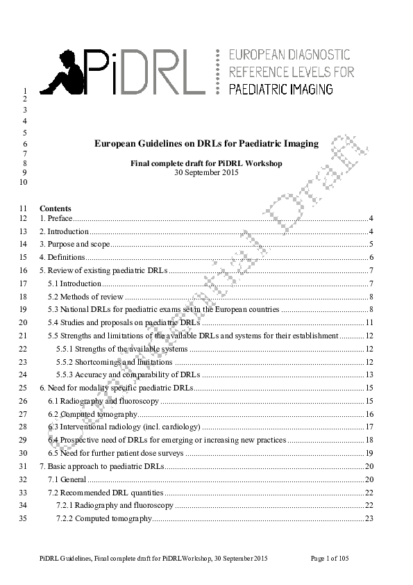 (PDF) European Guidelines on DRLs for Paediatric Imaging