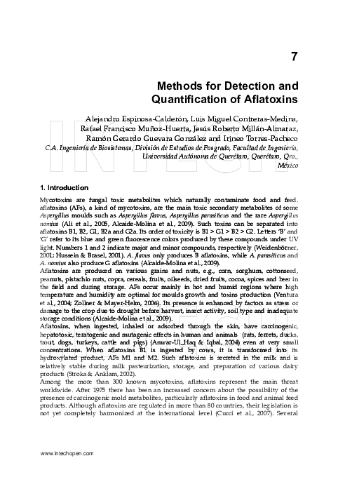 (PDF) Methods for Detection and Quantification of Aflatoxins