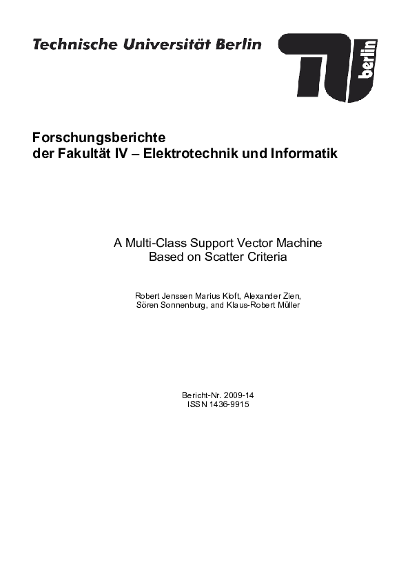 (PDF) A Multi-Class Support Vector Machine Based on Scatter Criteria