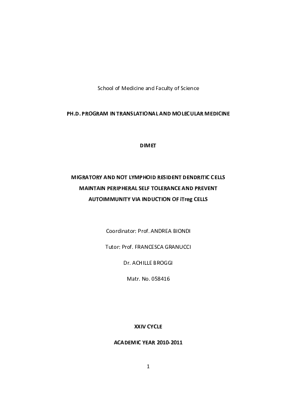 (PDF) Migratory, and not lymphoid-resident, dendritic cells maintain ...