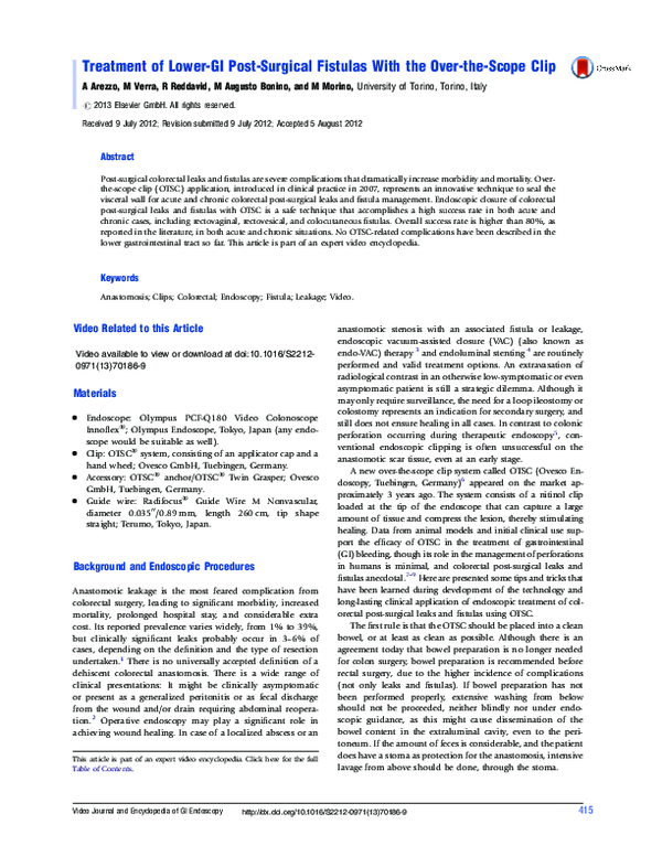 (PDF) Treatment of Lower-GI Post-Surgical Fistulas With the Over-the ...