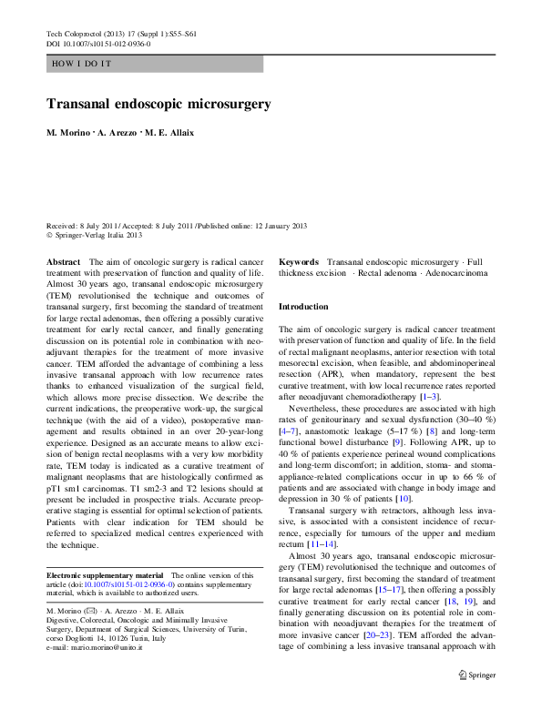 (PDF) Transanal endoscopic microsurgery