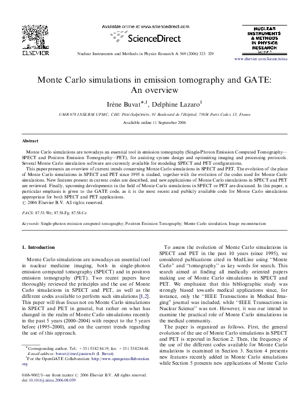 (PDF) Monte Carlo Simulations in Emission Tomography