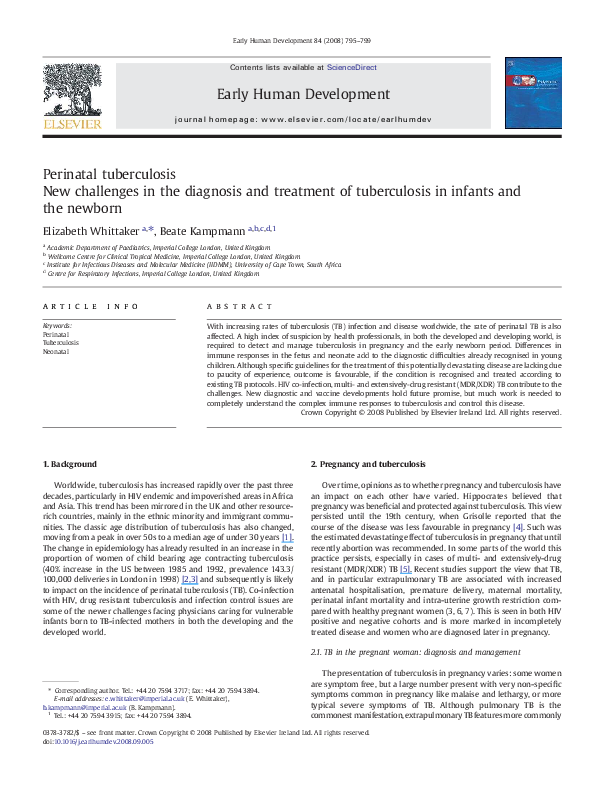 (PDF) Perinatal tuberculosis