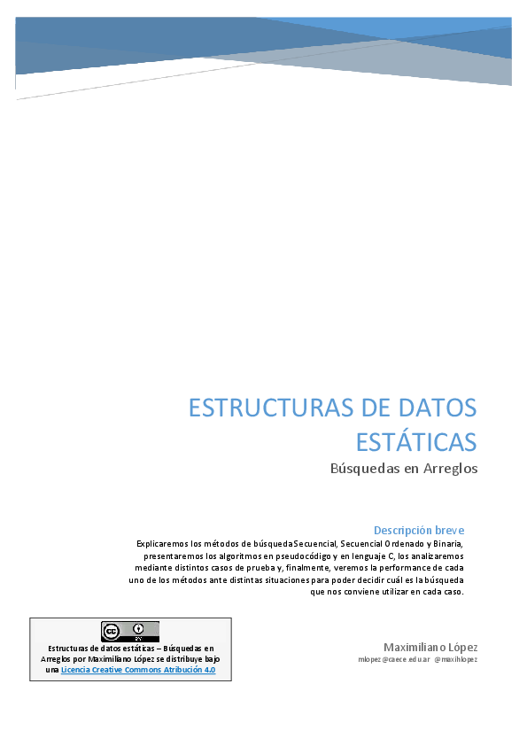 (PDF) ESTRUCTURAS DE DATOS ESTÁTICAS Búsquedas en Arreglos