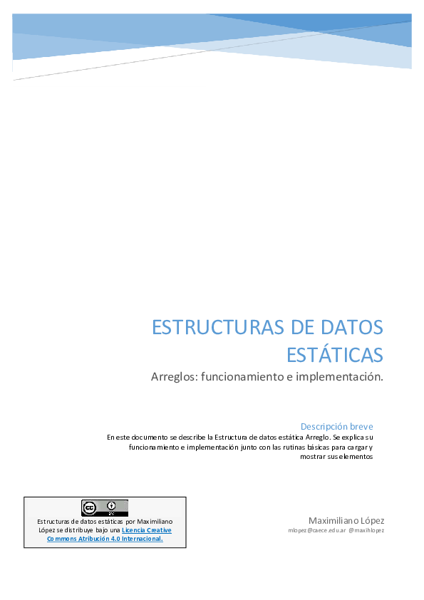 (PDF) ESTRUCTURAS DE DATOS ESTÁTICAS Arreglos: funcionamiento e ...