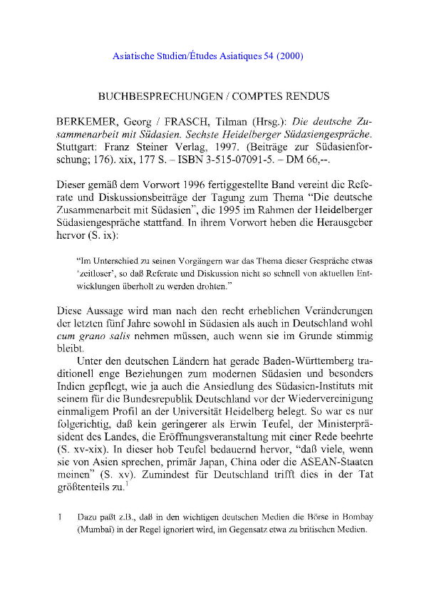 (PDF) Die deutsche Zusammenarbeit mit Südasien. Sechste Heidelberger ...