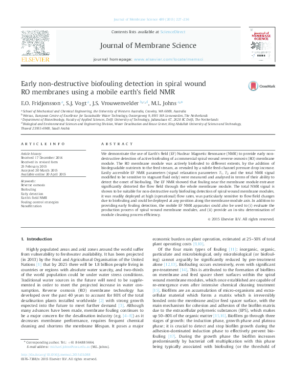 (PDF) Early non-destructive biofouling detection in spiral wound RO membranes using a mobile ...