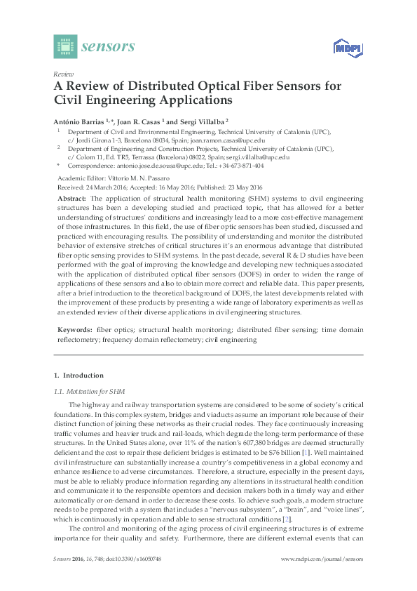(PDF) A Review of Distributed Optical Fiber Sensors for Civil ...