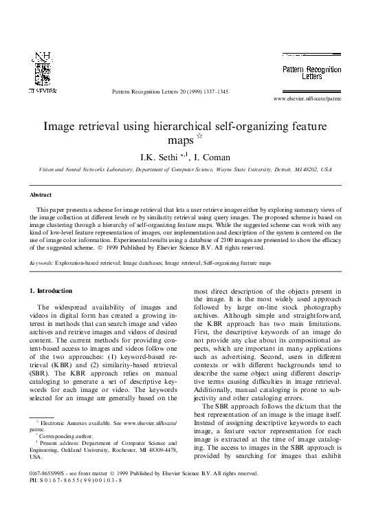 Pdf Image Retrieval Using Hierarchical Self Organizing Feature Maps