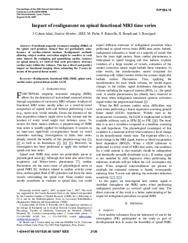 Pdf Impact Of Realignment On Spinal Functional Mri Time Series