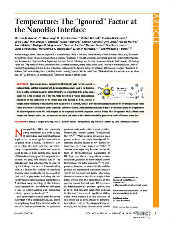 (PDF) Temperature: The “Ignored” Factor at the NanoBio Interface