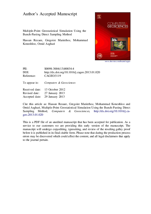 Pdf Multiple Point Geostatistical Simulation Using The Bunch Pasting Direct Sampling Method 