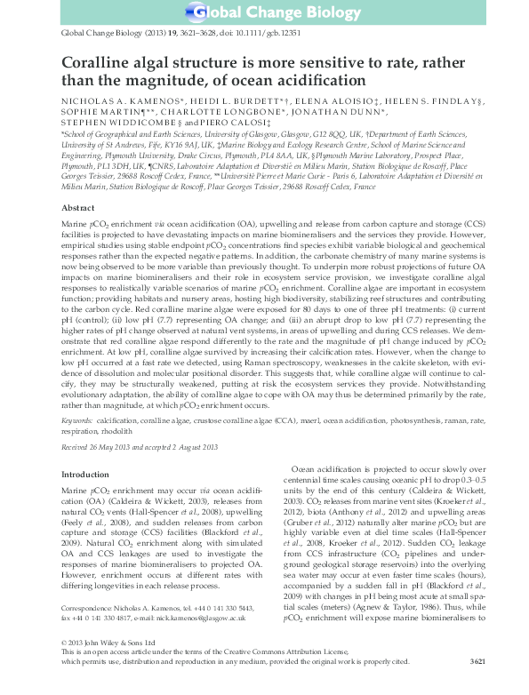(PDF) Coralline algal structure is more sensitive to rate, rather than ...