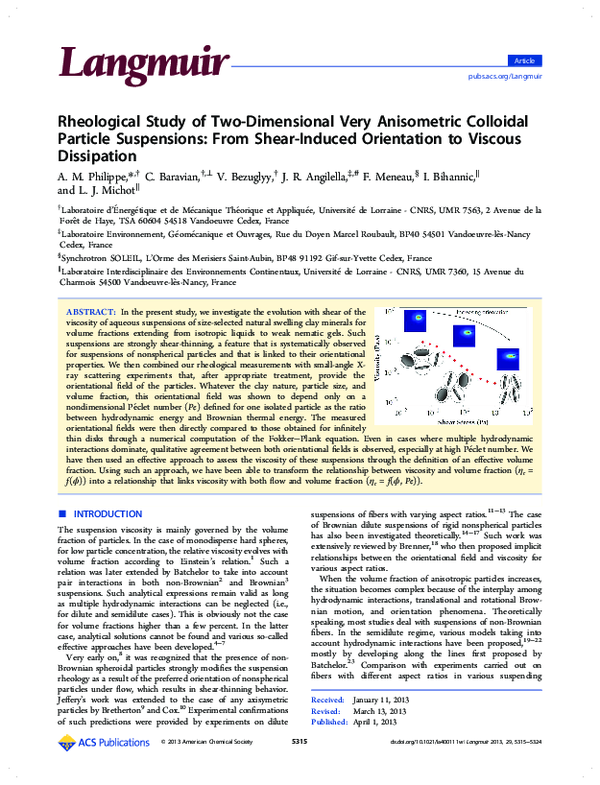 (PDF) Rheological Study of Two-Dimensional Very Anisometric Colloidal Particle Suspensions: From ...