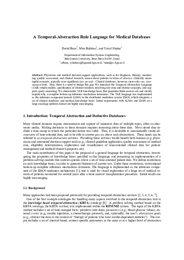 (PDF) A temporal-abstraction rule language for medical databases
