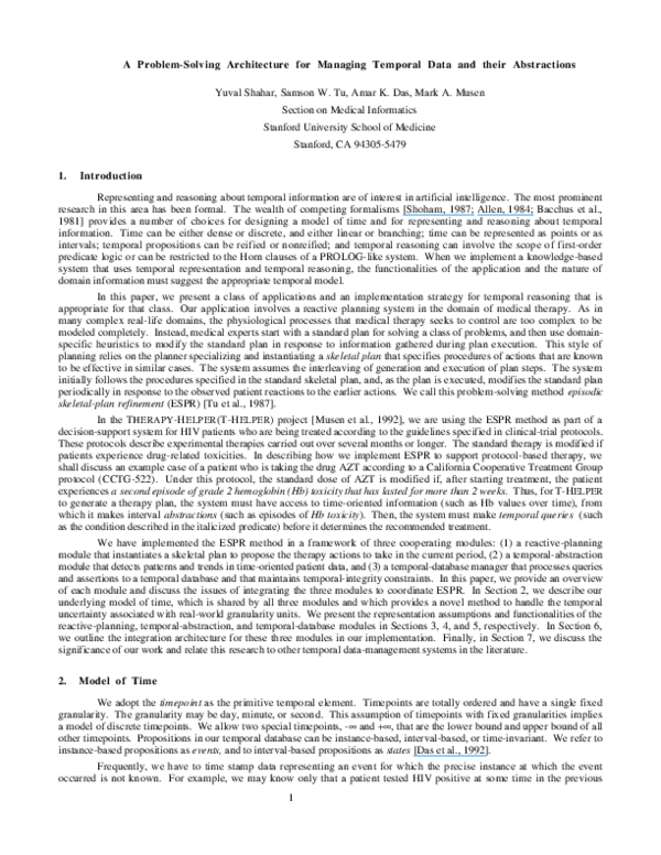 (PDF) A problem-solving architecture for managing temporal data and their abstractions