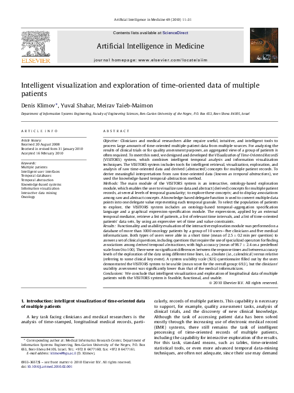 (PDF) Intelligent visualization and exploration of time-oriented clinical data