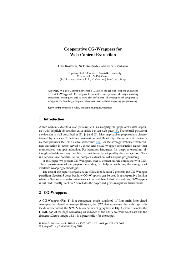 (PDF) Cooperative CG-Wrappers for Efficient Web Content Extraction