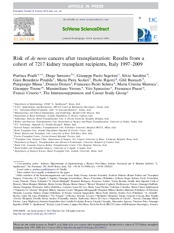 (PDF) Spectrum of cancer risk among US solid organ transplant ...
