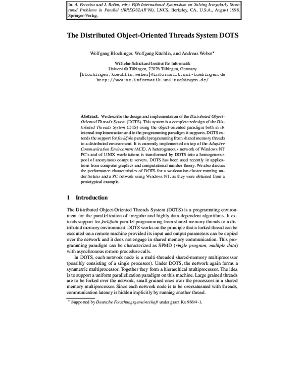 (PDF) The Distributed Object-Oriented Threads System DOTS