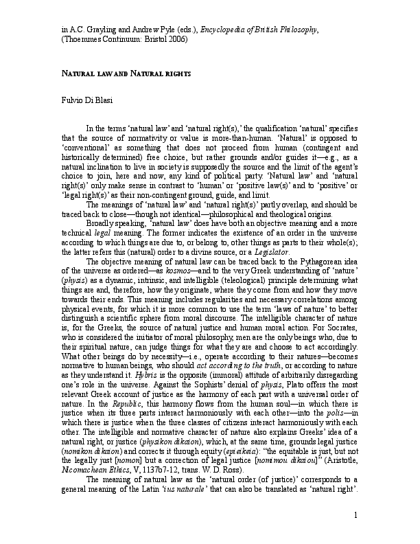 (DOC) Natural law and Natural rights