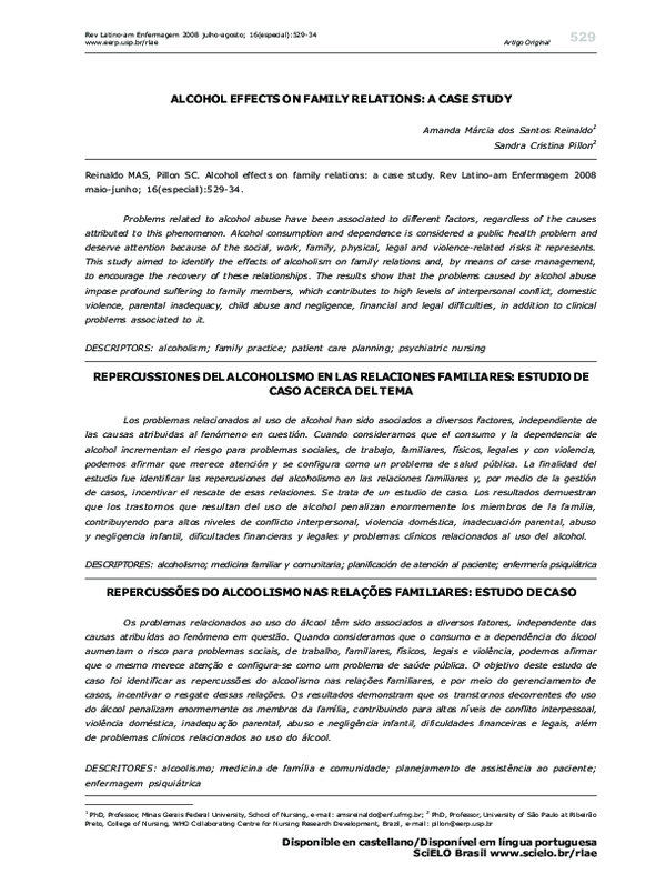 (PDF) Alcohol effects on family relations: a case study