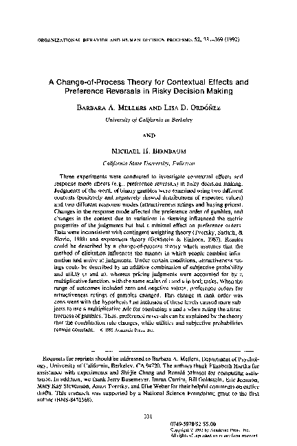(PDF) A change-of-process theory for contextual effects and preference ...