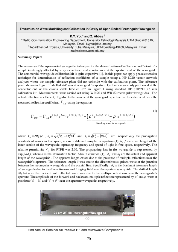 (PDF) Transmission wave modelling and calibration in cavity of open-ended rectangular waveguide