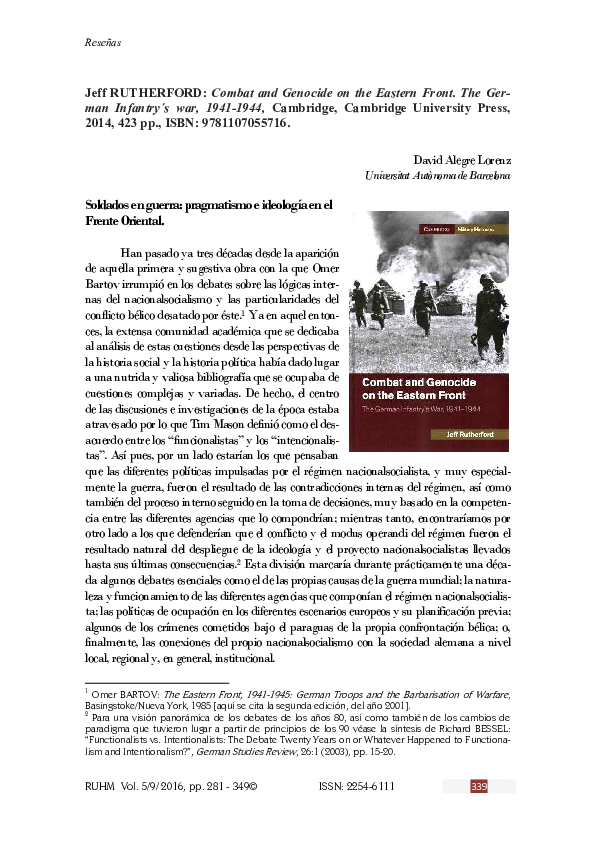 (PDF) Jeff RUTHERFORD: "Combat and Genocide on the Eastern Front: The ...
