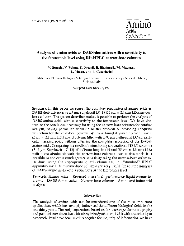(PDF) Analysis of amino acids as DABS-derivatives with a sensitivity to ...