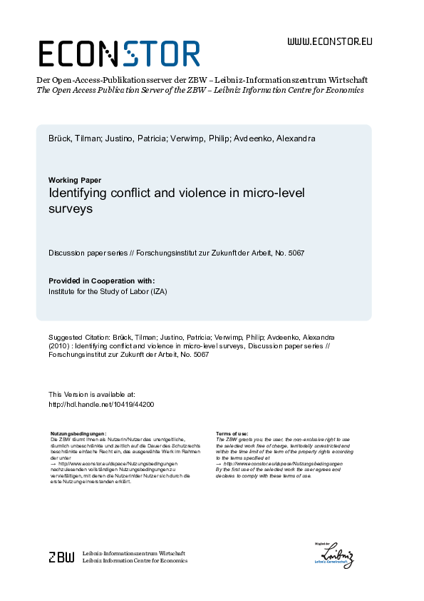 (PDF) Identifying Conflict and Violence in Micro-Level Surveys