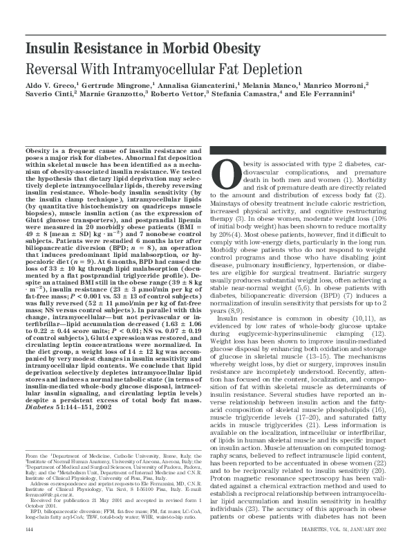(PDF) Insulin resistance in morbid obesity reversal with ...