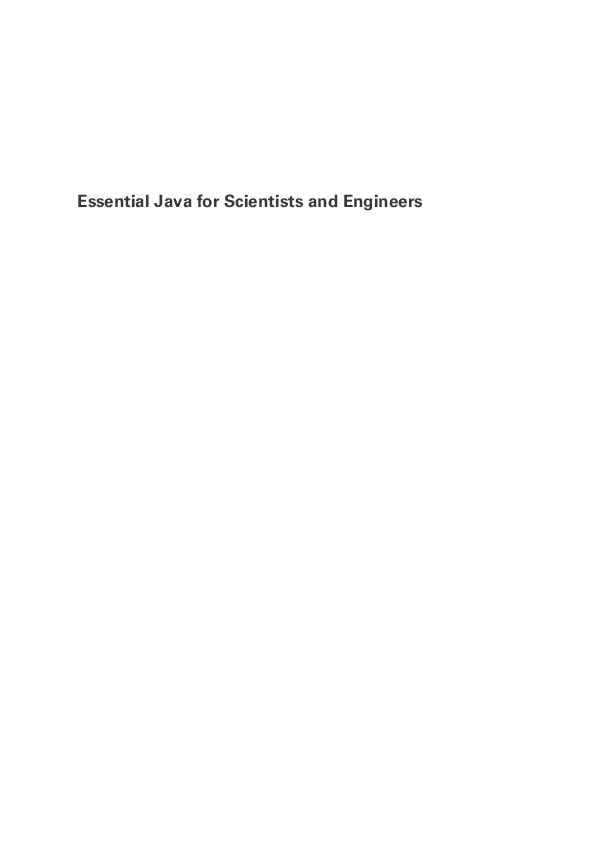 Essential Java for Scientists and Engineers