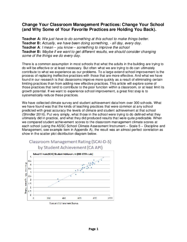 (PDF) Change Your Classroom Management Practices: Change Your School ...