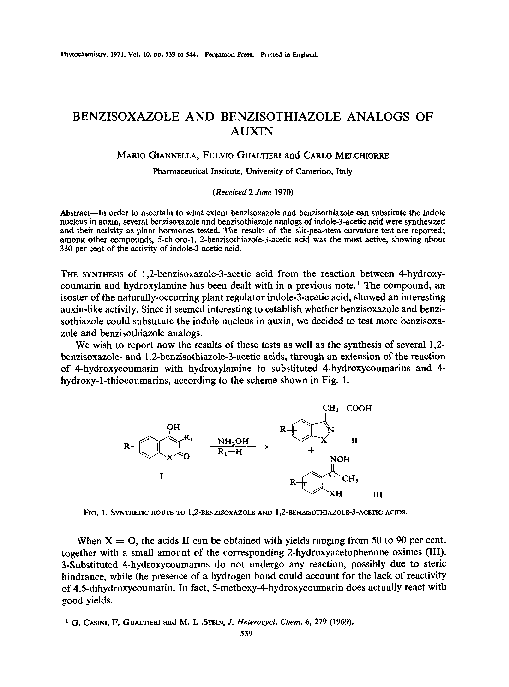 (PDF) Benzisoxazole and benzisothiazole analogs of auxin