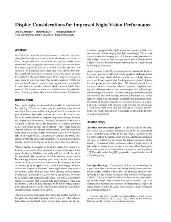 (PDF) Display Considerations for Improved Night Vision Performance