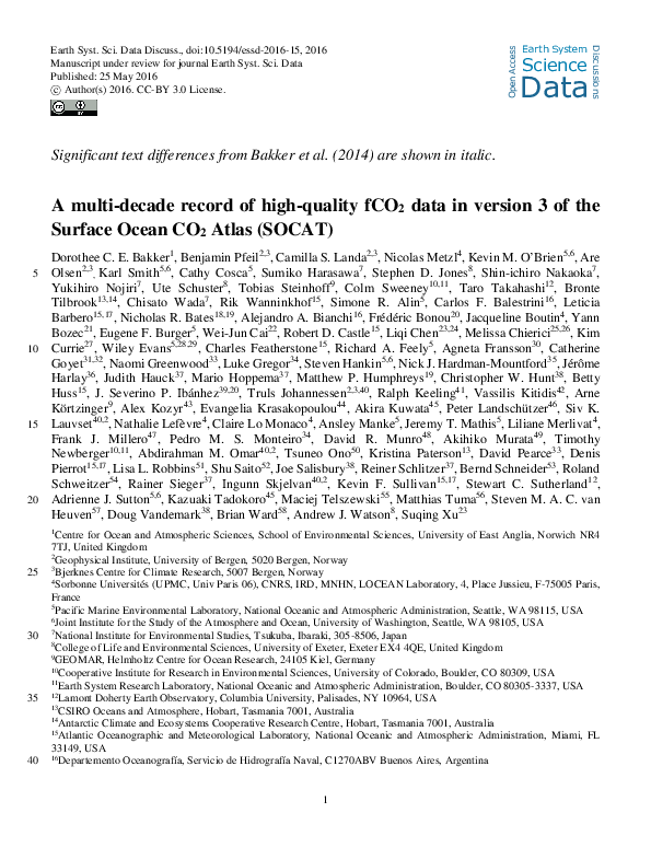 (PDF) A multi-decade record of high-quality fCO2 data in version 3 of the Surface Ocean CO2 ...