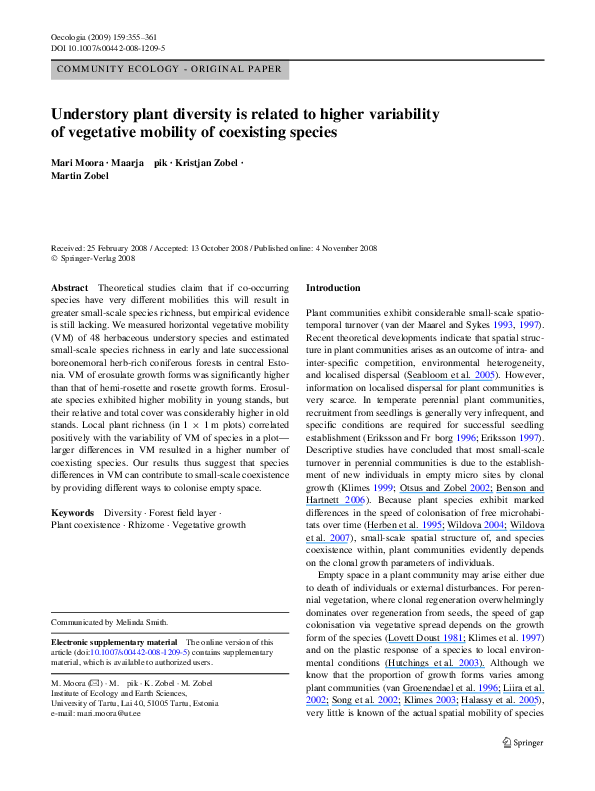 (PDF) Understory plant diversity is related to higher variability of ...